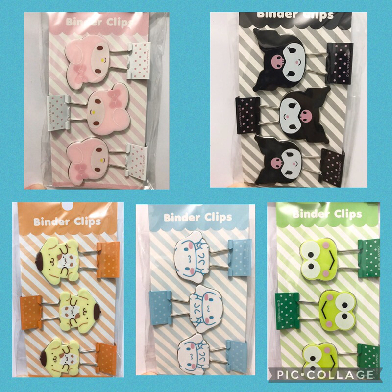 Original Sanrio Binder Clips Kuromi My Melody Pompompurin Cinnamoroll ...