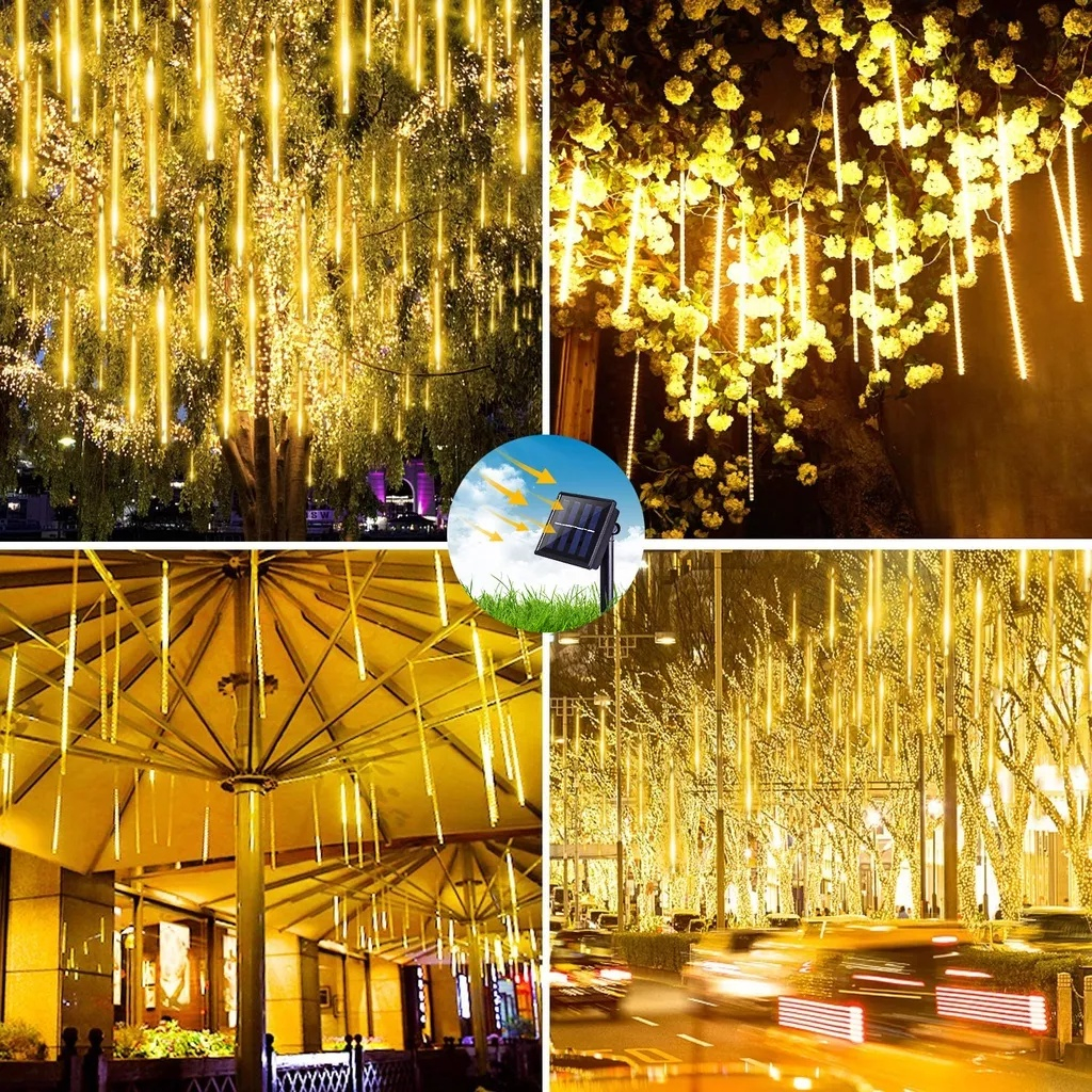 Solar LED Meteor Shower Light Waterfall Waterproof Light Outdoor Fairy ... Solar LED Meteor Shower Light Waterfall Waterproof Light Outdoor Fairy ...