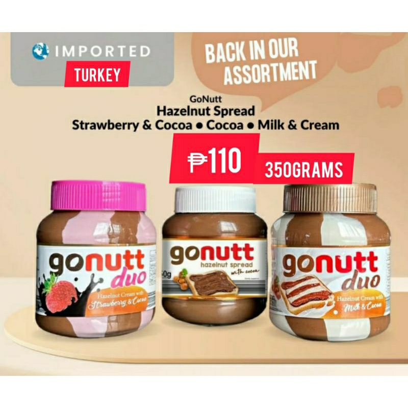 GOnutt Hazelnut Spread 350G(Chocolate Spread) IMPORTED TURKEY | Shopee ...