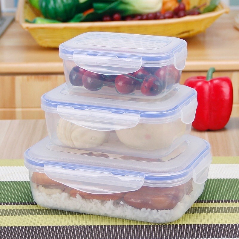 Plastic Food Container 3 in 1 Box Bento Box Clear Storage | Shopee ...