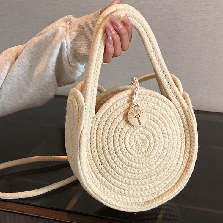 Women Round Shoulder Bag Bohemia Beach Bag Handmade Weave Bags | Shopee ...