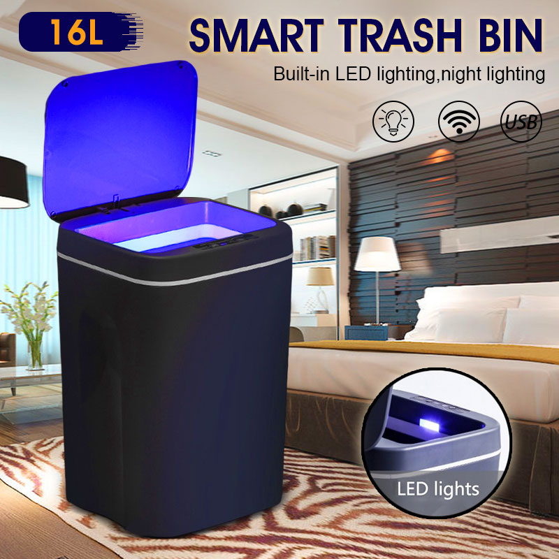 16L Smart Trash Can Wireless Sensor Automatic USB Rechargeable Trash ... 16L Smart Trash Can Wireless Sensor Automatic USB Rechargeable Trash ...