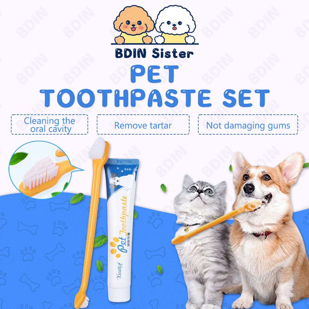 Dog Toothbrush Dog Toothpaste Set Pet Dog Double Head Toothbrush Cat ...