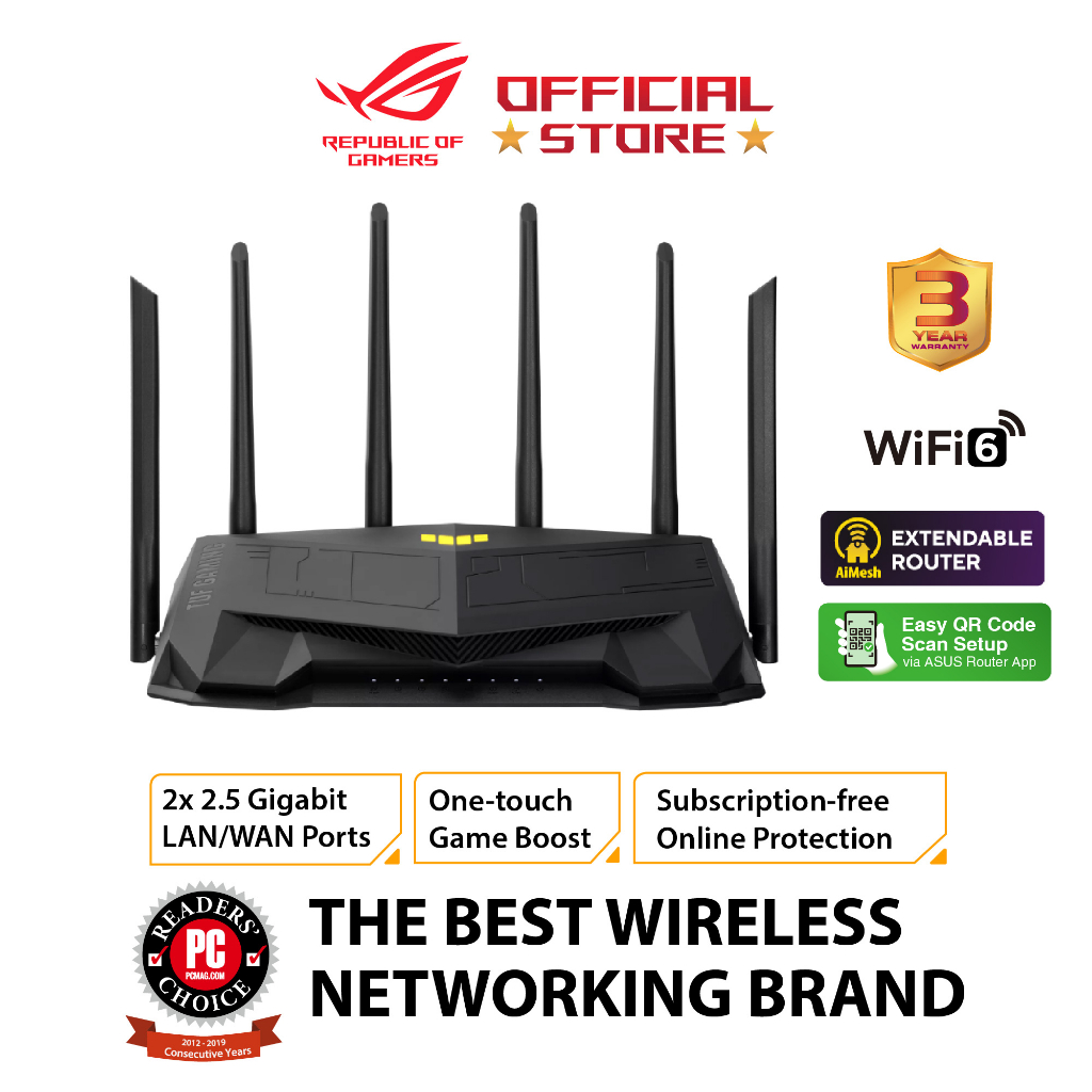 Asus TUF AX6000 Dual Band WiFi 6, Dedicated Gaming Port, Dual 2.5G Port ...