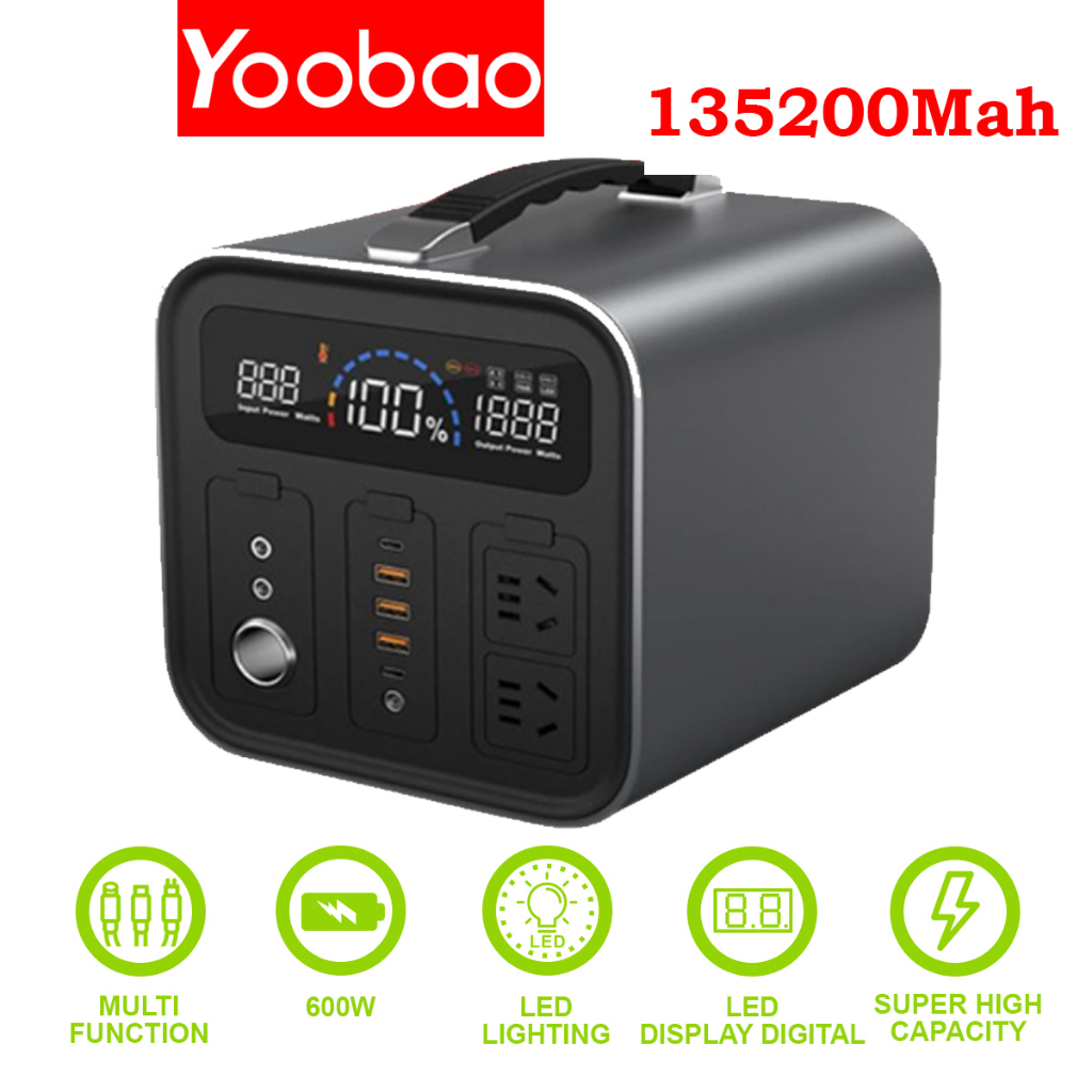 Yoobao EN600S 135200mAh Pure Sine Wave AC600W PD60W Quick Charge Power ...