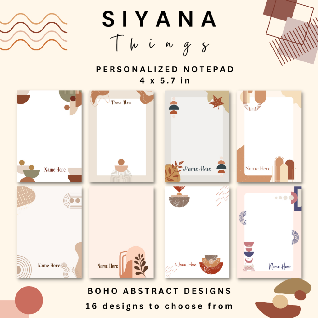 SIYANA THINGS Personalized Notepad | BOHO Abstract Designs Notepads | 4 ...