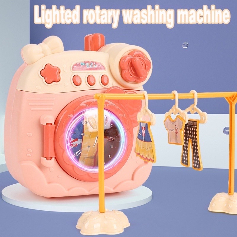 [ATS] Mini Drum Washing Machine Toy Set Press Spin Girl Play House Toys ...