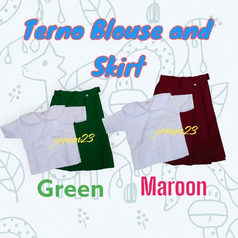 Terno Blouse and Skirt School Uniform Kinder to High school | Shopee ...