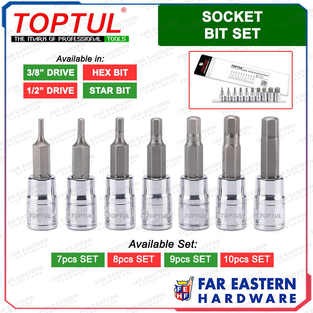 TOPTUL Hex | Star Bit Socket Wrench Rail Set 3/8" | 1/2" Drive Made in Taiwan | Shopee Philippines