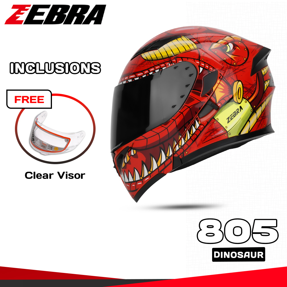 ZEBRA FF805 DINOSAUR DESIGN MODULAR HELMET DUAL VISOR MOTORCYCLE ...