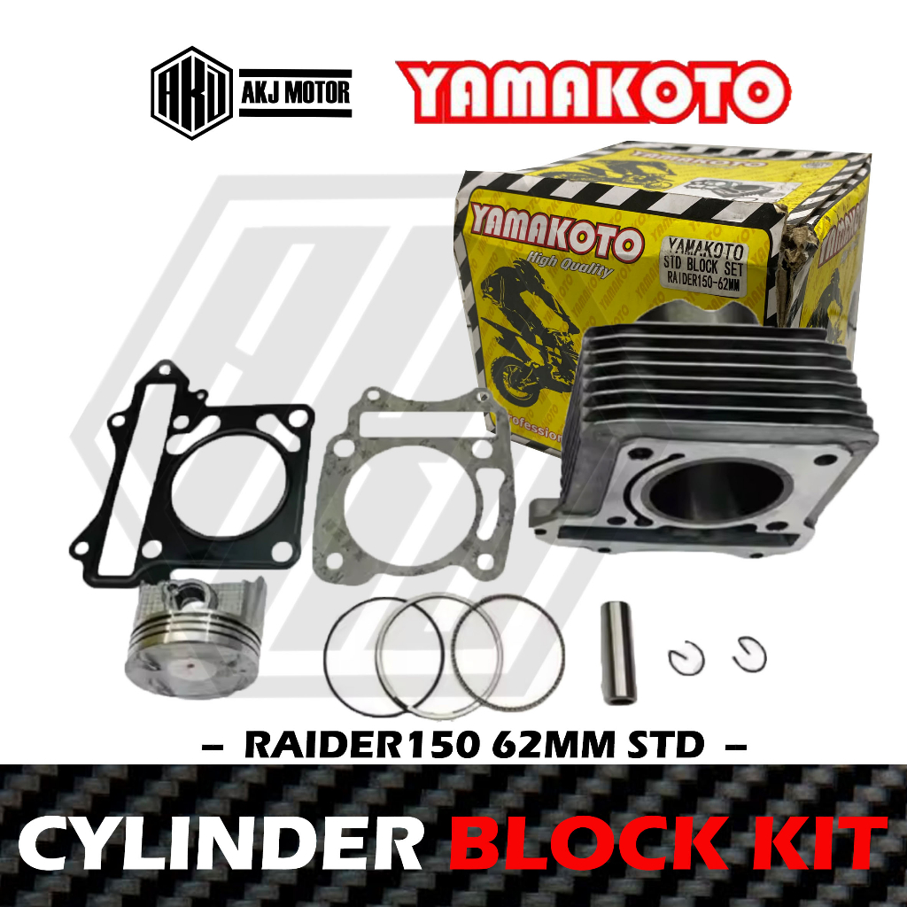 YAMAKOTO CYLINDER BLOCK KIT For RAIDER150 62MM STD BLOCK SET | Shopee ...