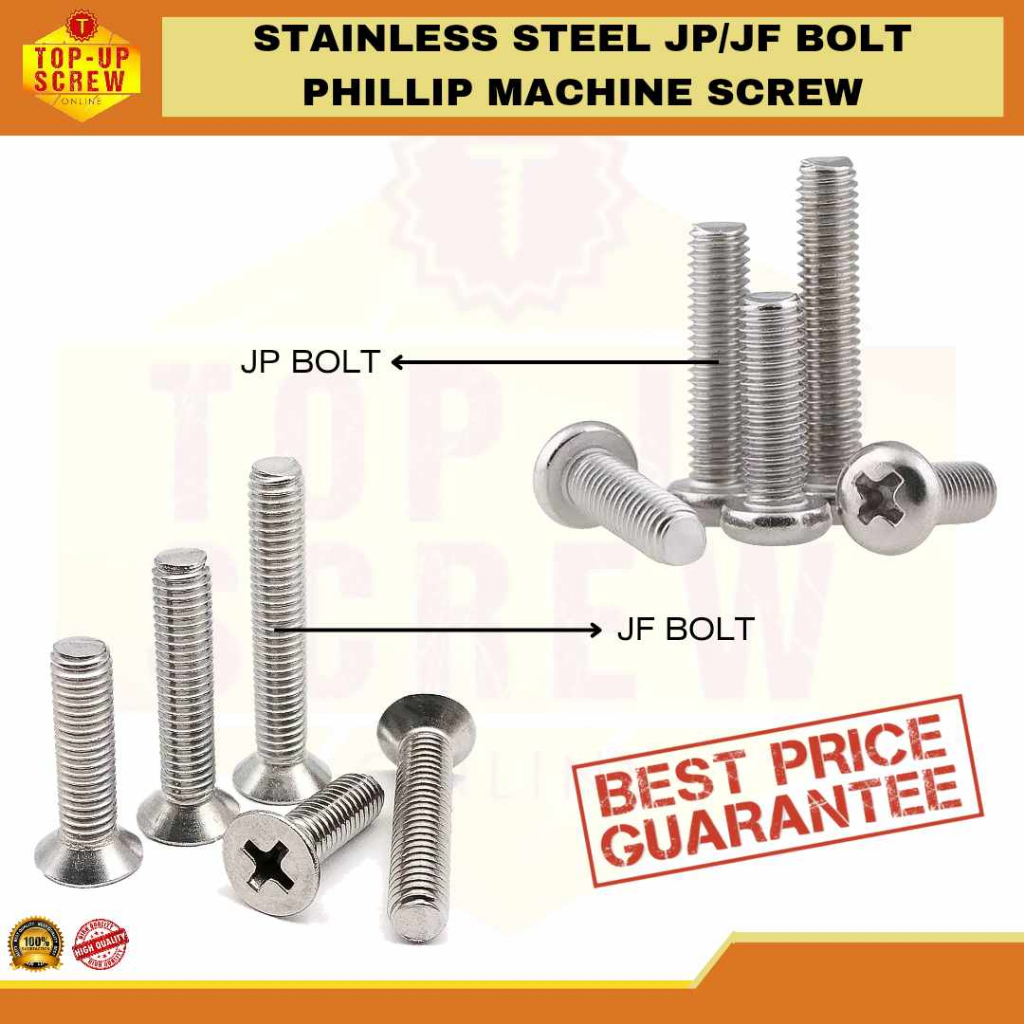[10pcs] 5MM - 0.80P Stainless Steel 304 JP/JF Bolt | Phillip Pan Head ...