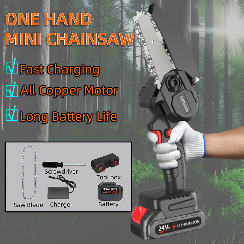 4/6Inch Portable Hand Mini Chainsaw Cordless Electric Rechargeable ...
