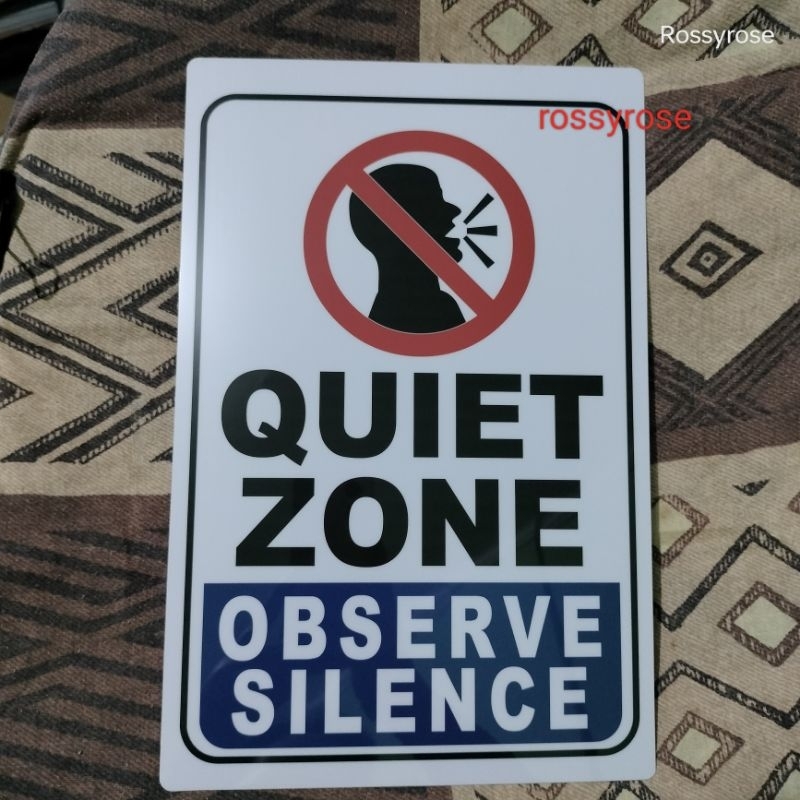 PVC Quite Zone Observe Silence PVC Plastic Signage (like ATM and ID) 7 ...