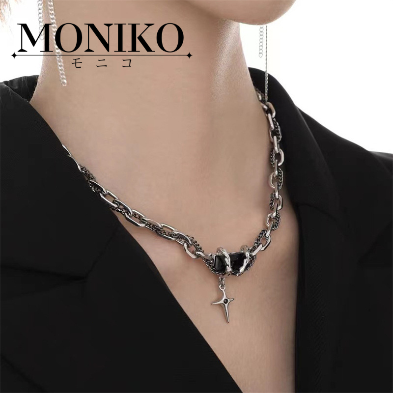 MONIKO Original design Simple Black Hao Stone Cross Stitching Titanium ...