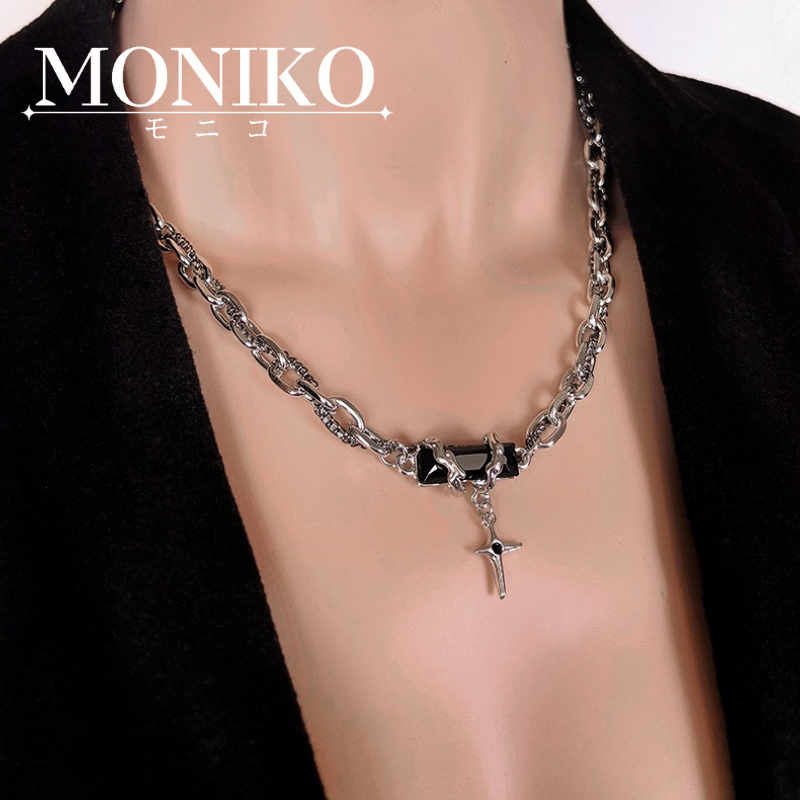 MONIKO Original design Simple Black Hao Stone Cross Stitching Titanium ...