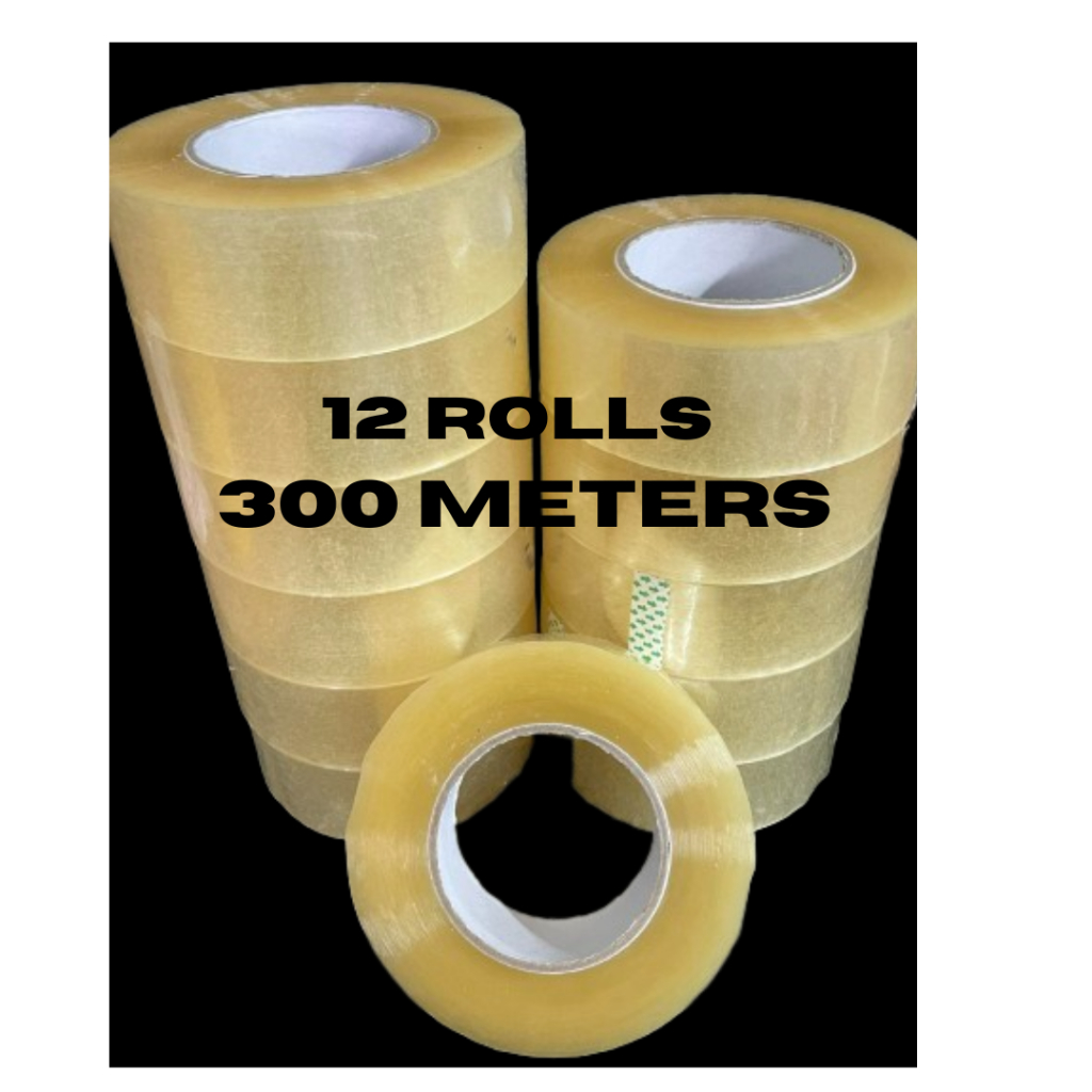 12 ROLLS PACKAGING TAPES 50M/100M/200M/300M BIG ROLLS ADHESIVE TAPES ...