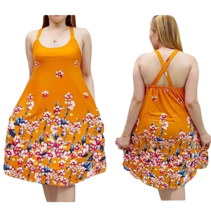 Plus Size Cross Back Printed Dress With Side Pockets| Midi|Fits S To Xl ...