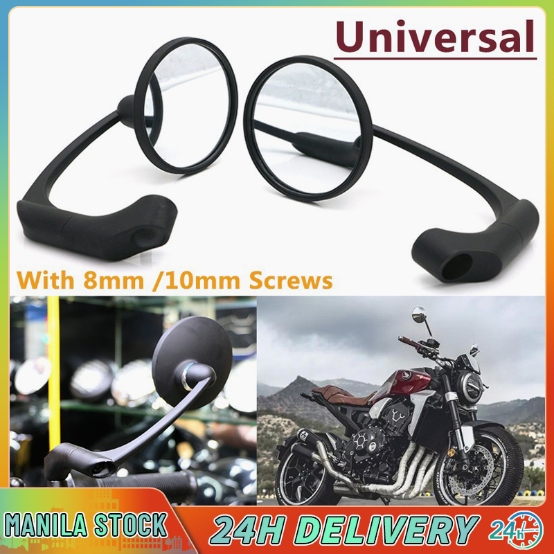 Motorcycle Rearview Side Mirror With 8 10mm Screws Universal Round