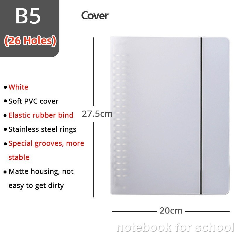 A5/B5 Loose Leaf Refill Binder Notebook Replacable Metal Ring Writing ...
