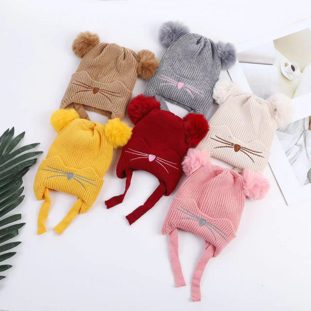 CUTE DESIGN BONET HAT FOR KIDS CAT FOR 2-6 YEARS OLD | Shopee Philippines