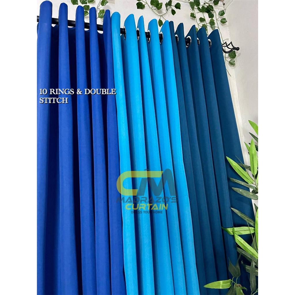 SOLD PER PC Elegant Blue Plain Curtain - 10RINGS 5FT up to 8FT / Royal ...