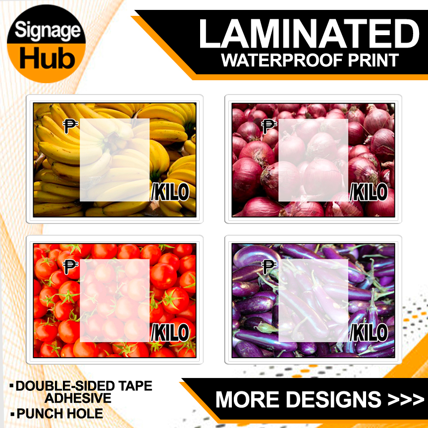 FRUITS & VEGETABLES Signs 1 | Laminated Signage | A4 ( 8" X 11" inches ...
