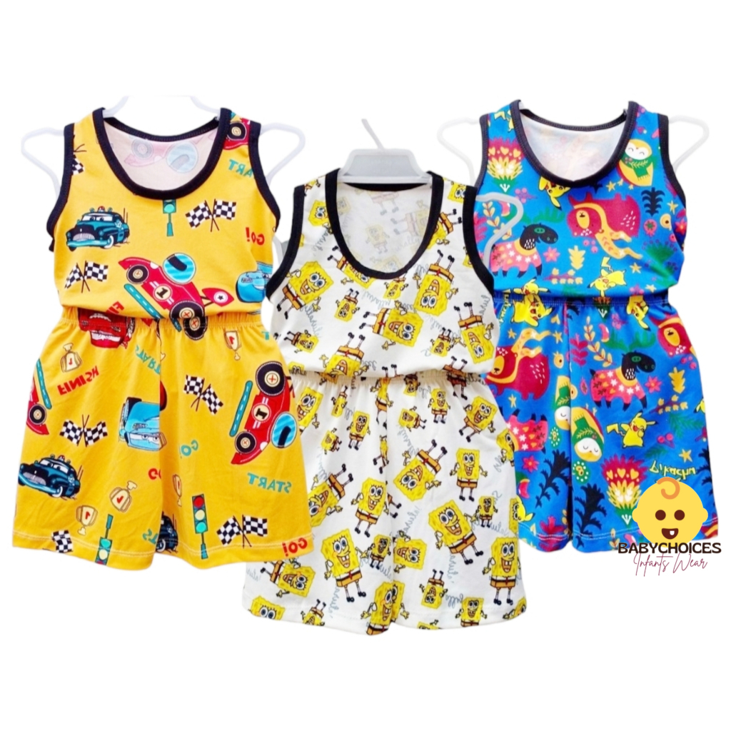 6pc/3pair Terno Sando And Short For Baby Boy Cotton Spandex 0-12months ...