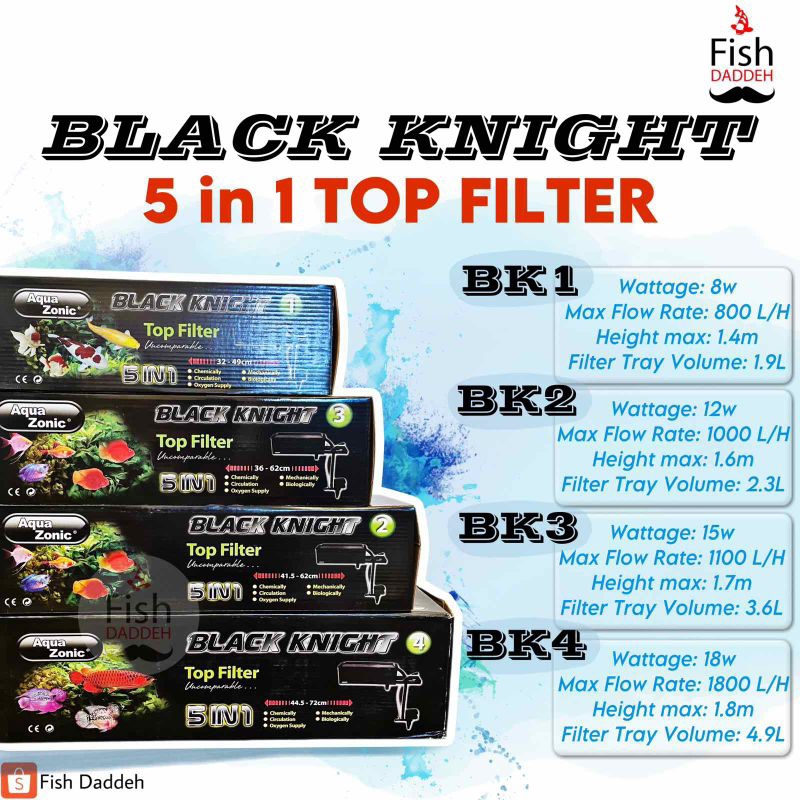 Black Knight 3 in 1 Aquarium Top Filter (8W, 12W, 15W, 18W) | Shopee ...