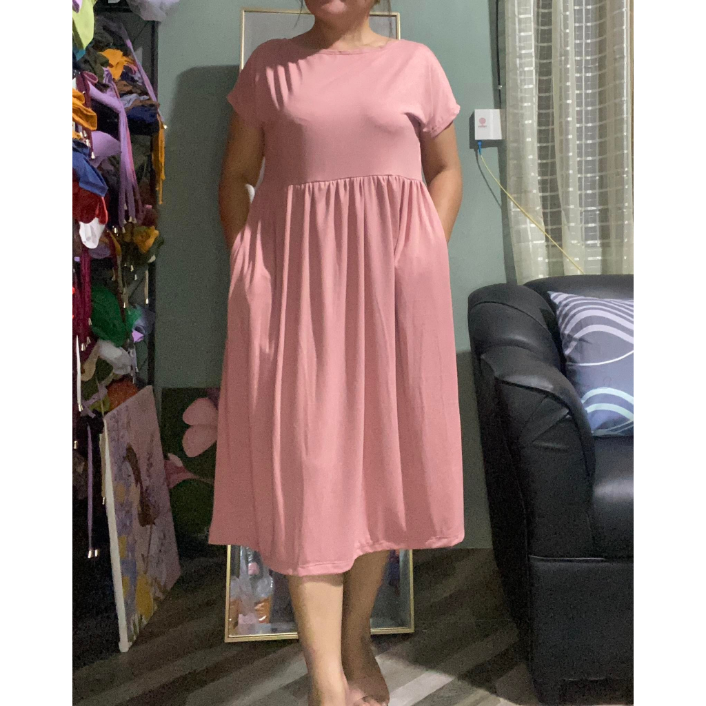 Fashionable Simple Cotton Dress (FIT UP TO XL) | Shopee Philippines