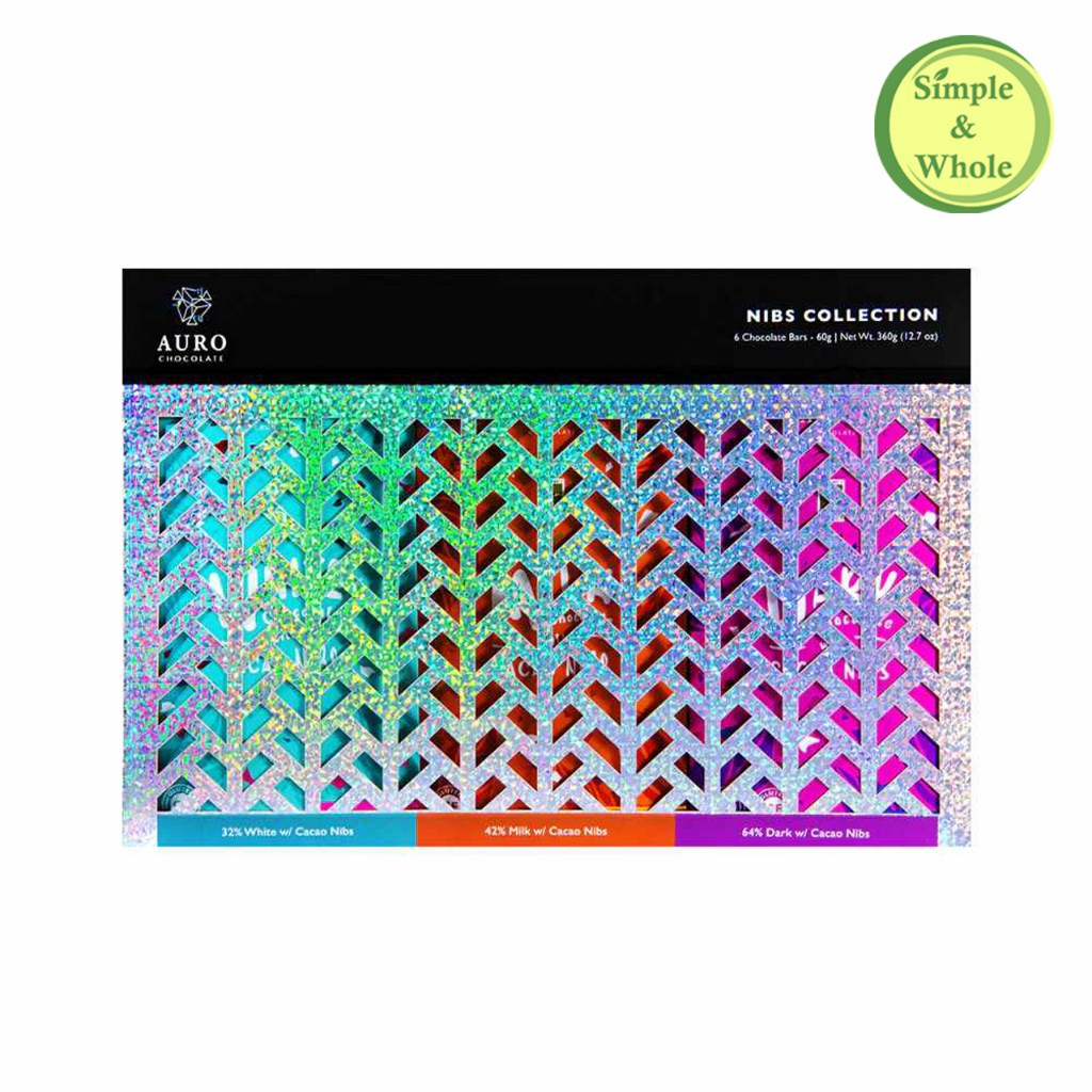 Auro Chocolate Nibs Collection Gift Set - 6 Chocolate Bars x 60g (360g ...