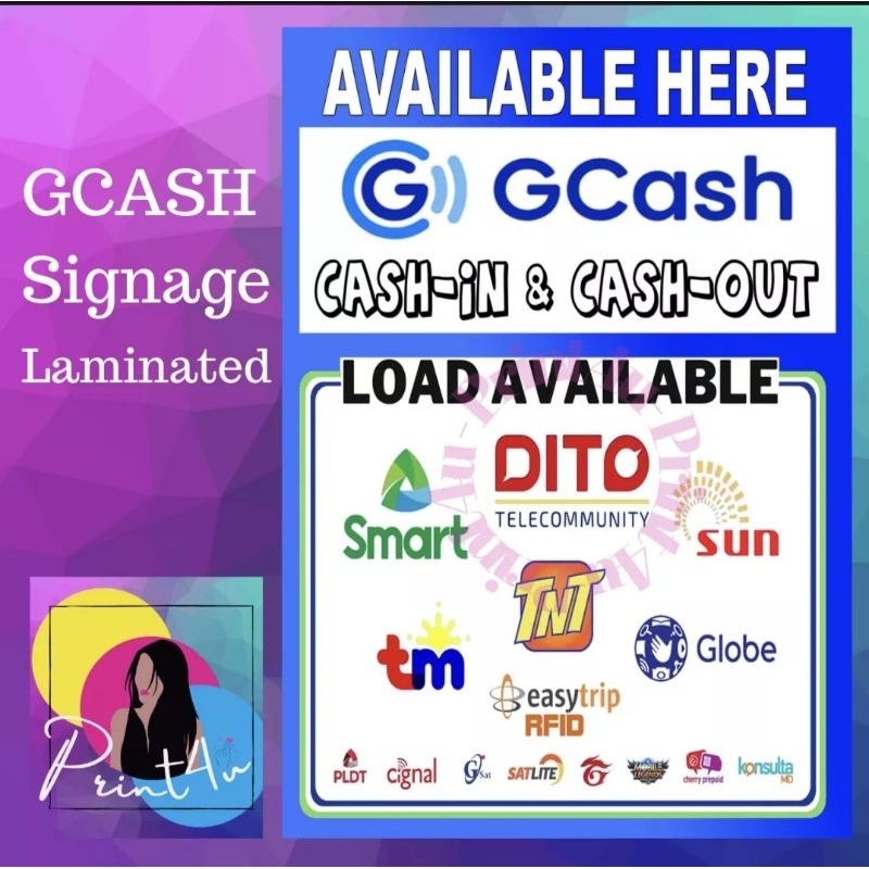 Gcash maya rate signage Laminated paybills load small business sari ...