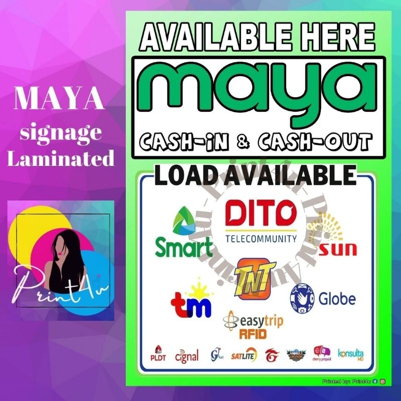 Gcash maya rate signage Laminated paybills load small business sari ...
