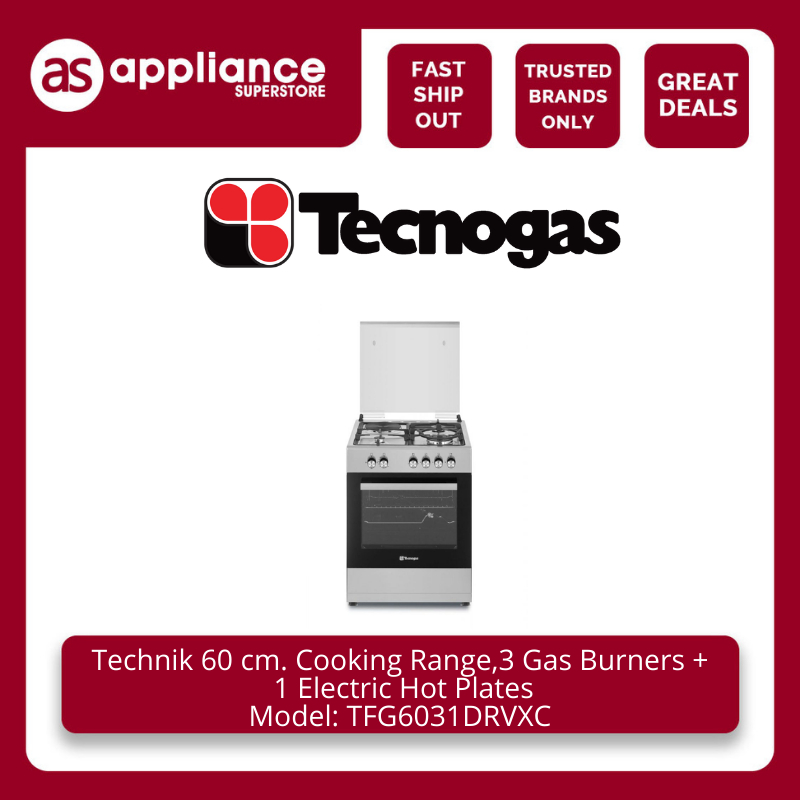 TechnIk 60cm Cooking Range, 3 Gas Burner + 1 Electric Hot Plates ...
