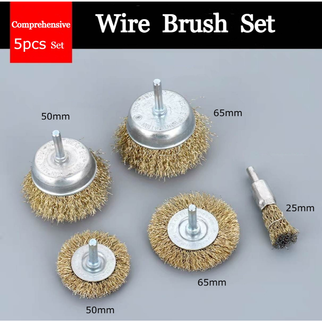 5pcs Set Wire Brush Wheel Steel Wire Polishing Wheel Grinder Cleaning ...