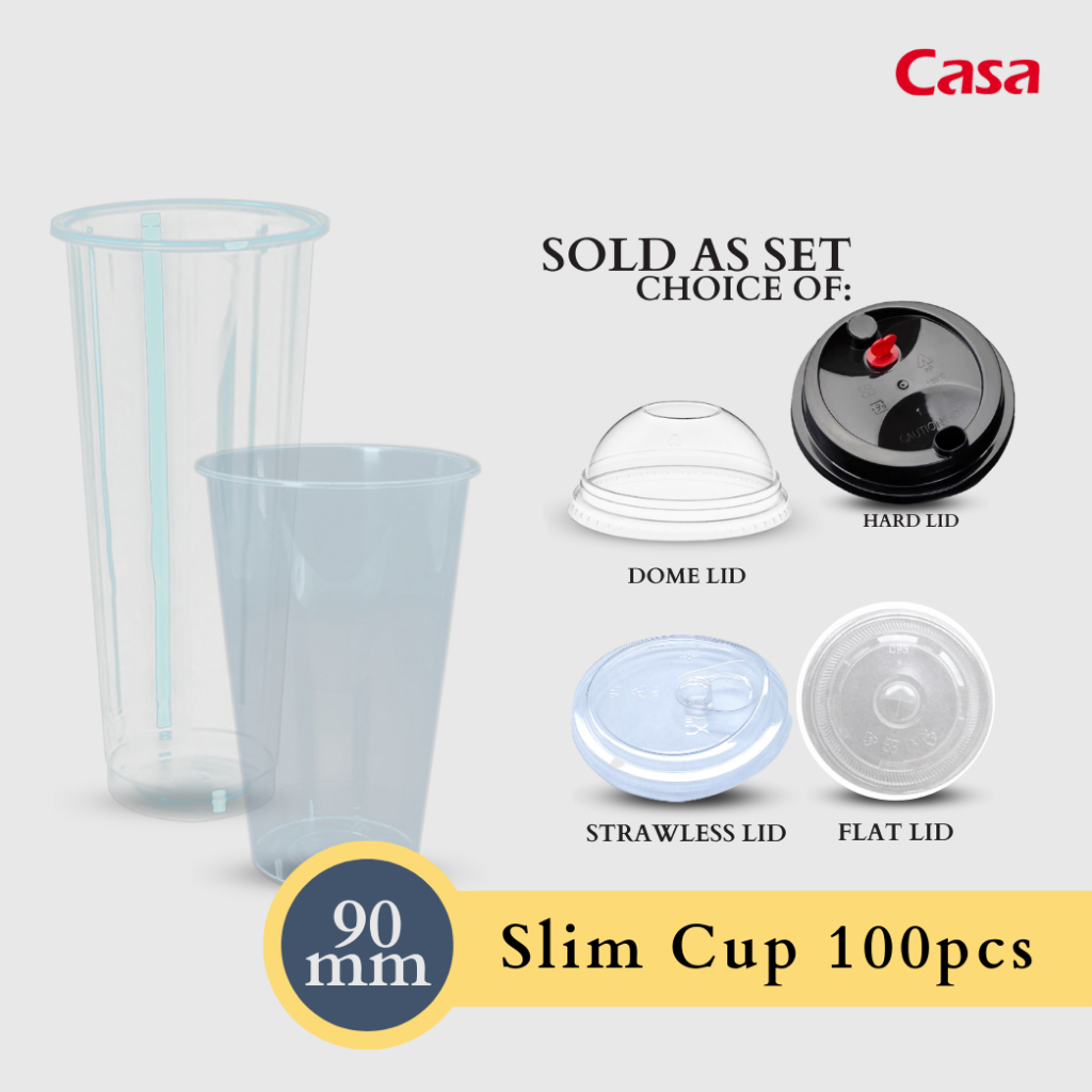 Casa Slim Cup 90mm With Lids 100pcs Bundle | Shopee Philippines