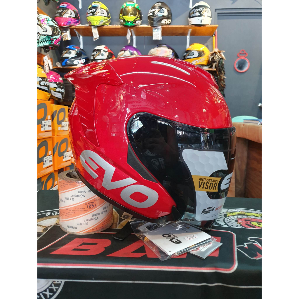 EVO HELMET RX5 RED HALF FACE DUAL VISOR | Shopee Philippines