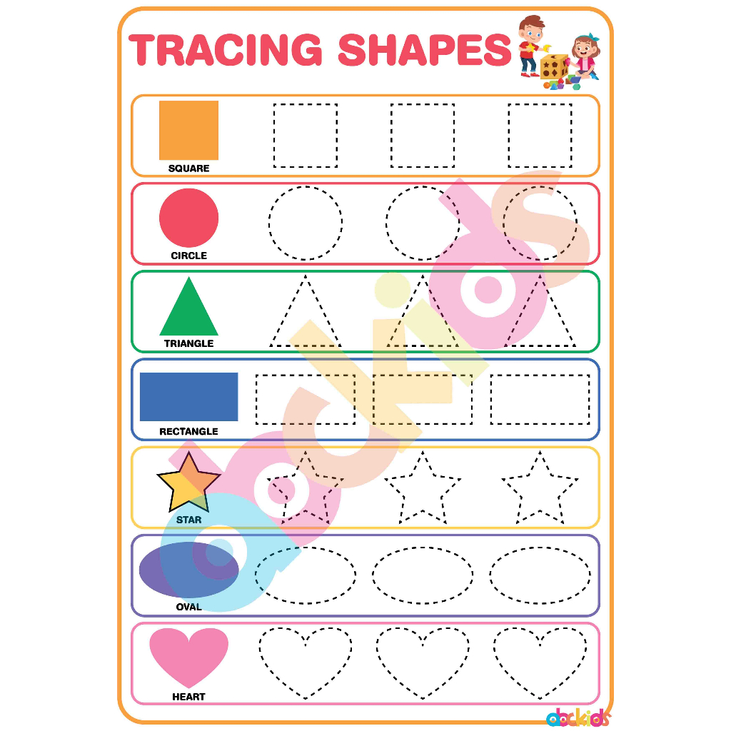 Tracing Charts for Kids with Free Mini Pen and Eraser - Laminated in A4 ...