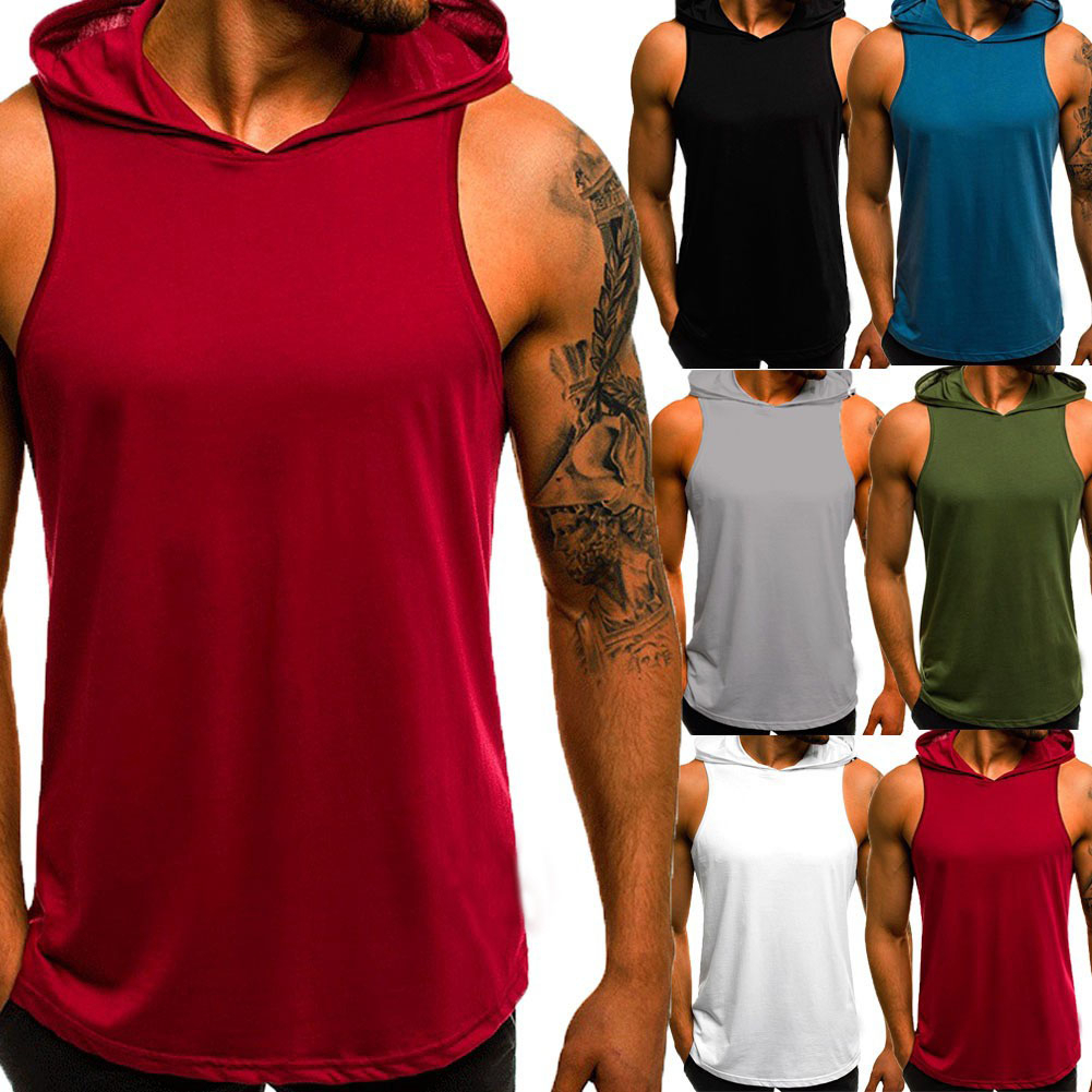 Best Seller Product | Muscle Tees with Hoodie Plain Unisex High quality ...