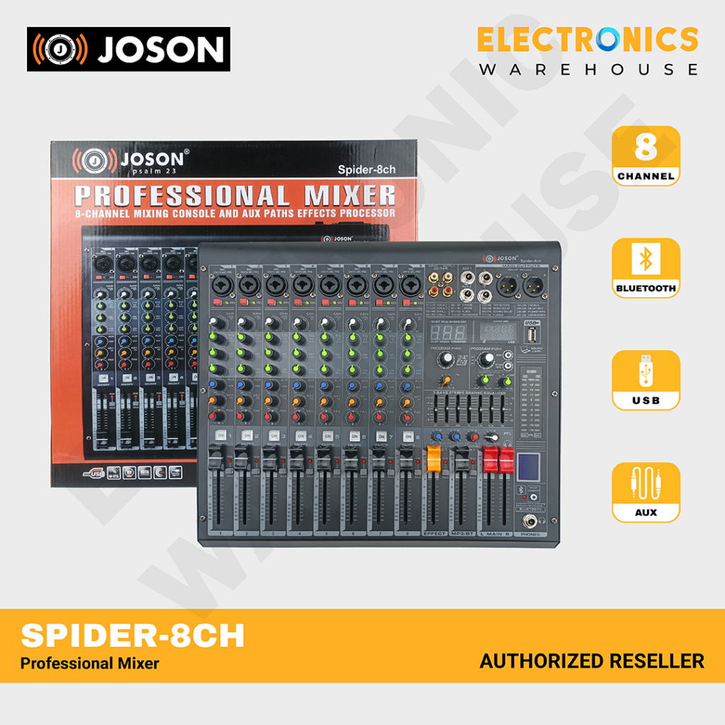 Joson Spider 8 CH Plus Professional Mixer, 8-Channel Mixing Console and ...
