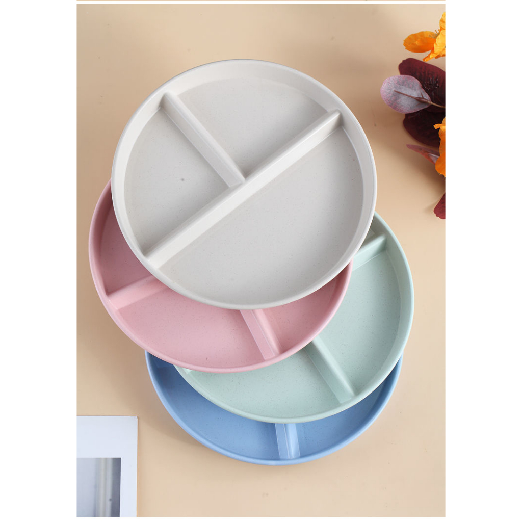 LHK Three Section Plate Meal Divider Plate Triple Grid Balance Meal ...