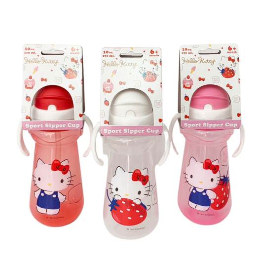 Hello Kitty T. Cup 10oz 2 Handle Tall Thin Sports Sipper w/Straw Pink ...