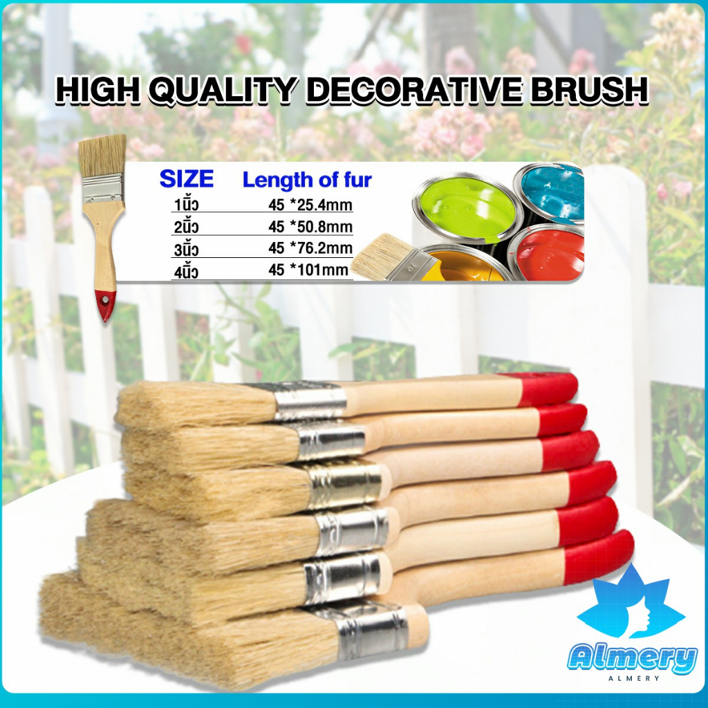 Almery Paint Brush Decorative brush Wooden Bristle Hair Oil Acrylic ...