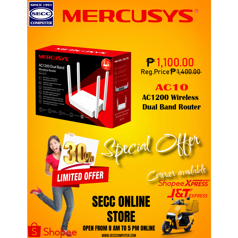 MERCUSYS AC10 AC1200 Wireless Dual Band Router | Shopee Philippines