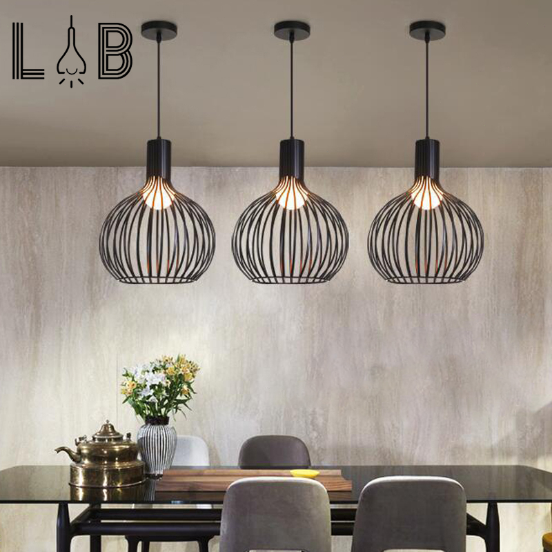 Pendant Light Nordic Minimalist Iron Cage Drop Light for Living Dining ...
