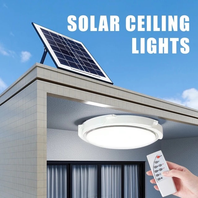 Solar Ceiling Light Solar Light Outdoor Waterproof 3 Way Colors Indoor ...