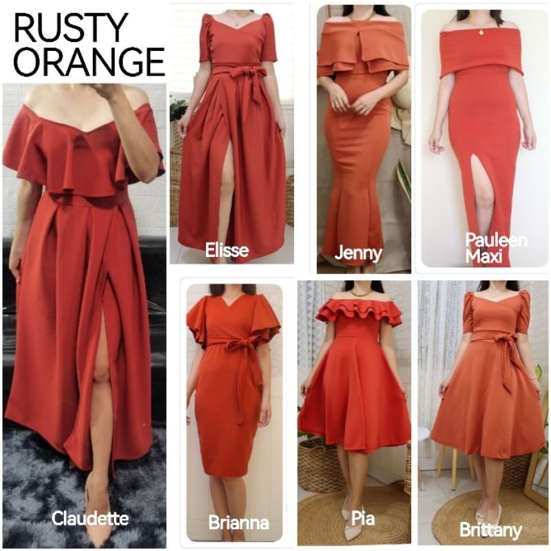Rust Orange Dress Formal Casual Debut Maid of Honor Bridesmaids ...
