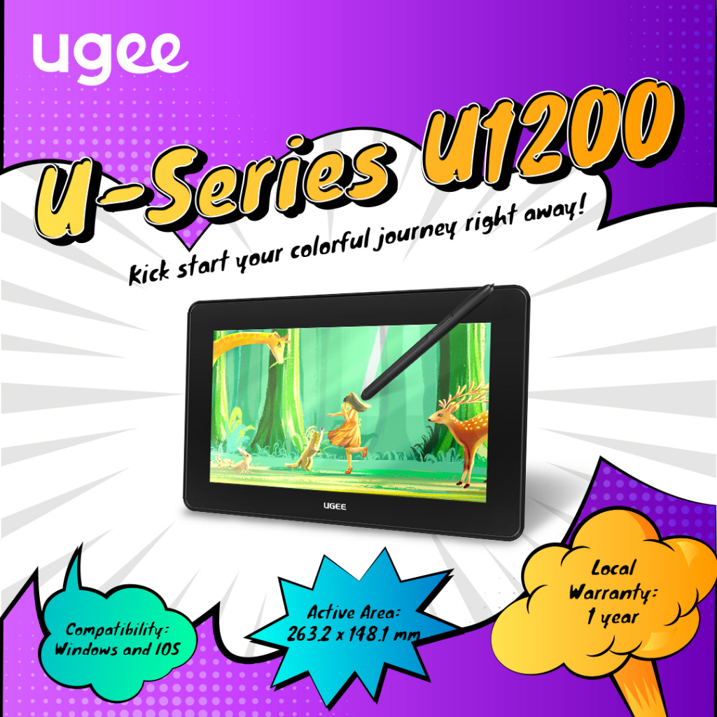 UGEE U-Series U1200, 263.2 x 148.1 mm, Stylus & other accessories ...