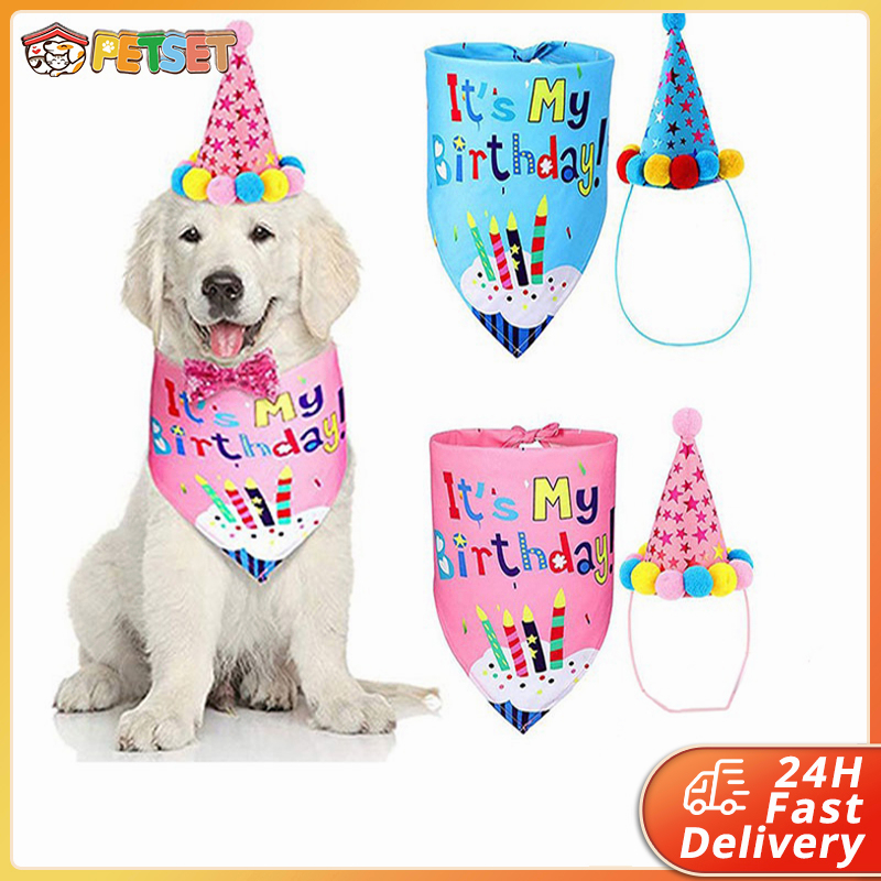 Pet Happy Birthday Decoration Dog Cat Costume Hats Bowknot Bandana ...
