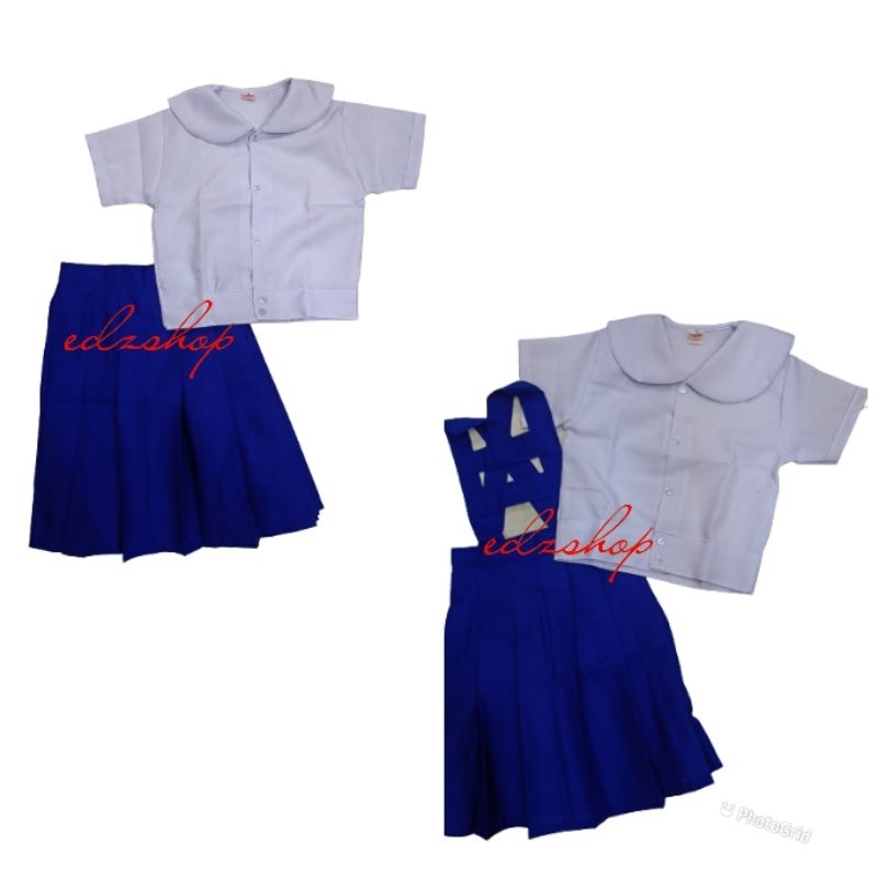 palda &blouse set school uniform.royal blue | Shopee Philippines
